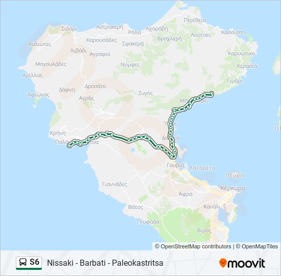 s6 Route: Schedules, Stops & Maps - Nissaki - Barbati - Paleokastritsa ...