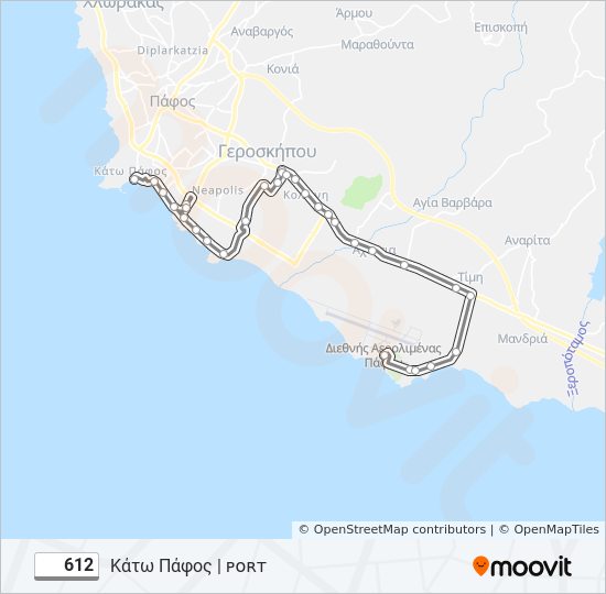 612 Route: Schedules, Stops & Maps - Κάτω Πάφος | ᴘᴏʀᴛ (Updated)