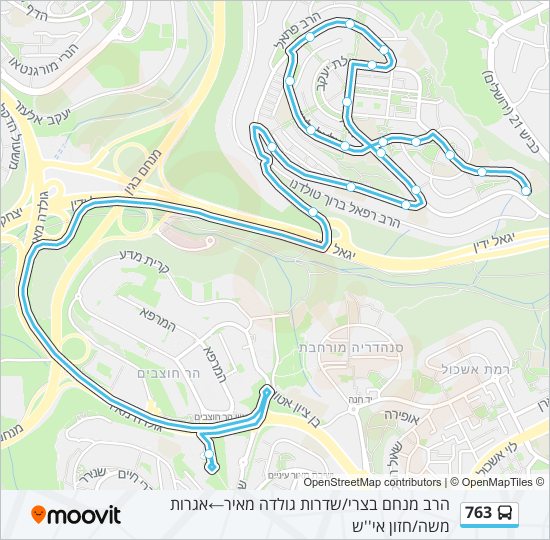 763 Route: Schedules, Stops & Maps - הרב מנחם בצרי/שדרות גולדה מאיר‎→ ...