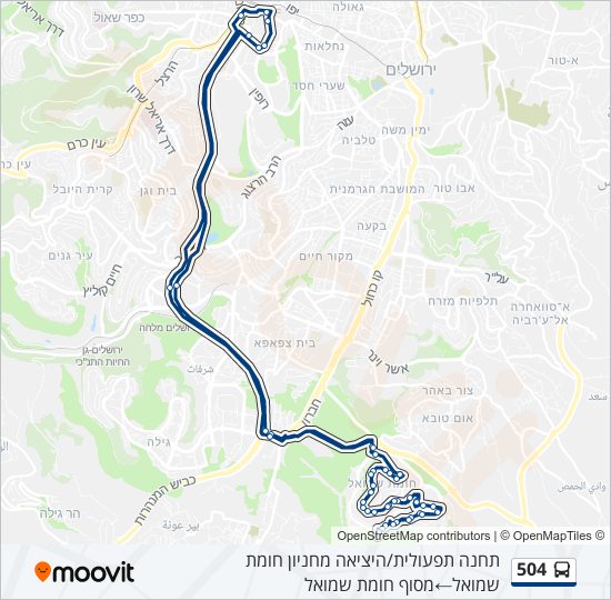 504 Route: Schedules, Stops & Maps - תחנה תפעולית/היציאה מחניון חומת ...