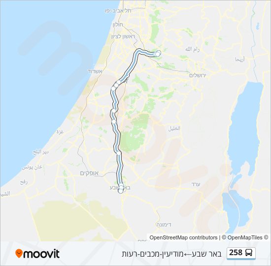 258 Route: Schedules, Stops & Maps - באר שבע‎→מודיעין-מכבים-רעות (Updated)