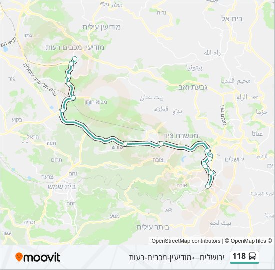 118 Route: Schedules, Stops & Maps - ירושלים‎→מודיעין-מכבים-רעות (Updated)