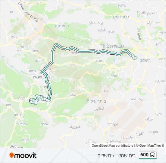 600 Route: Schedules, Stops & Maps - בית שמש‎→ירושלים (Updated)