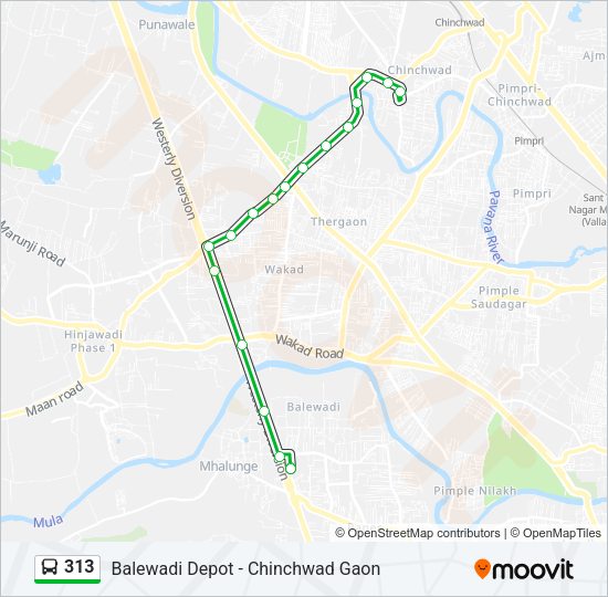 313 Route: Schedules, Stops & Maps - Balewadi Depot (Updated)