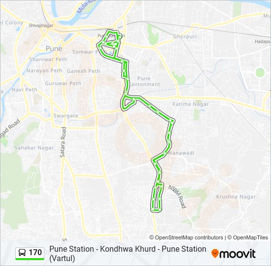 170 Route: Schedules, Stops & Maps - Pune Station - Kondhwa Khurd ...