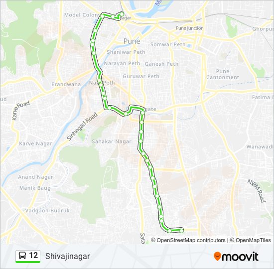 12 Route: Schedules, Stops & Maps - Shivajinagar (Updated)