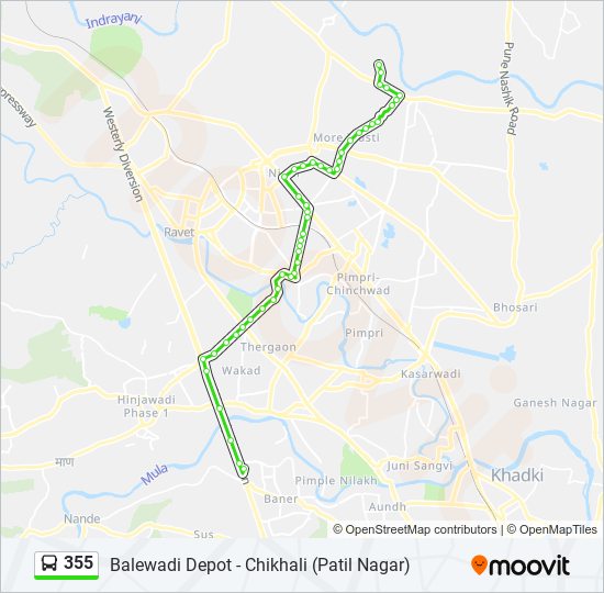 355 Route: Schedules, Stops & Maps - Balewadi Depot (Updated)