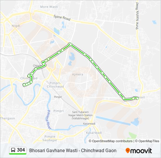 304 Route: Schedules, Stops & Maps - Bhosari Gavhane Wasti (Updated)
