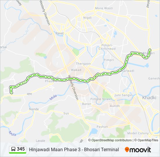 PMPML 345 Route: Schedules, Stops & Maps - Bhosari Terminal (Updated)