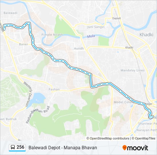 256 Route: Schedules, Stops & Maps - Balewadi Depot (Updated)