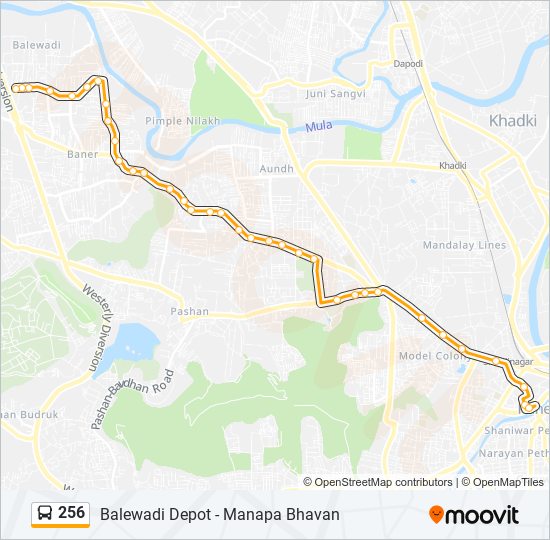 256 Route: Schedules, Stops & Maps - Balewadi Depot (Updated)