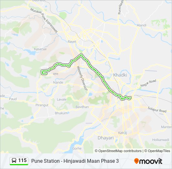 115 Route: Schedules, Stops & Maps - Pune Station (Updated)