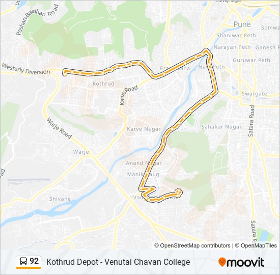 92 Route: Schedules, Stops & Maps - Kothrud Depot (Updated)