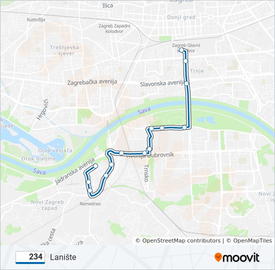 234 Route: Schedules, Stops & Maps - Lanište (Updated)