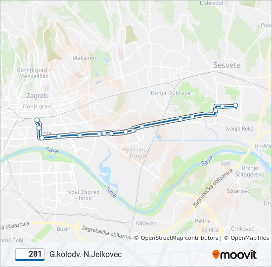 Ruta 281: Rasporedi, stanice i karte - Novi Jelkovec (Ažurirano)