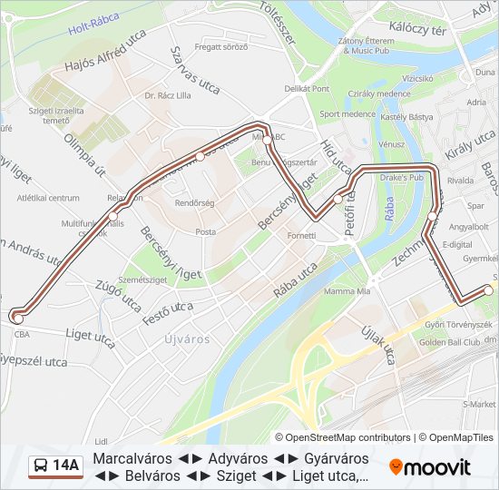 14a Route: Schedules, Stops & Maps - Honvéd Liget (Updated)
