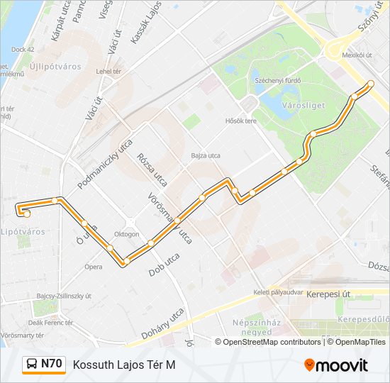 n70 Route: Schedules, Stops & Maps - Kossuth Lajos Tér M (Updated)