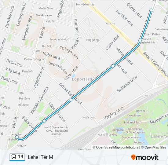 14 Route: Schedules, Stops & Maps - Lehel Tér M (Updated)