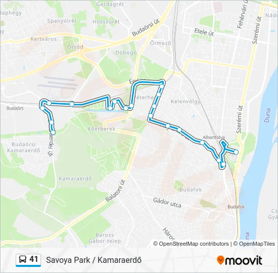 41 útvonal: Menetrendek, megállók és térképek - Savoya Park (Frissítve)