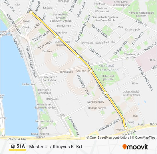 51A Route: Schedules, Stops & Maps - Mester U. / Könyves K. Krt. (Updated)