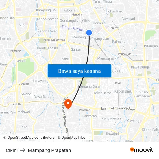 Cikini ke Mampang Prapatan dengan transportasi umum