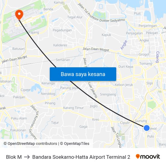 Blok M ke Bandara Soekarno-Hatta Airport Terminal 2 dengan transportasi ...