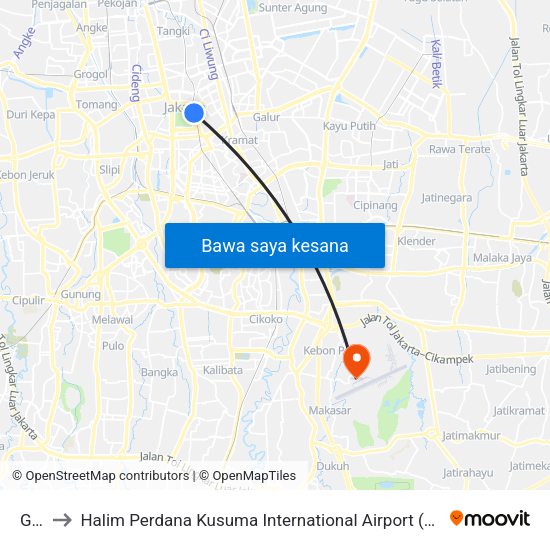 Gambir ke Halim Perdana Kusuma International Airport (HLP) (Bandar ...