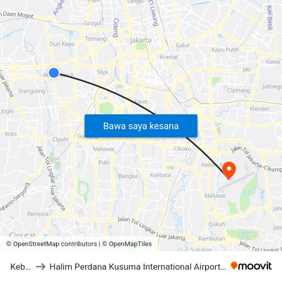Kebon Jeruk ke Halim Perdana Kusuma International Airport (HLP) (Bandar Udara Internasional ...