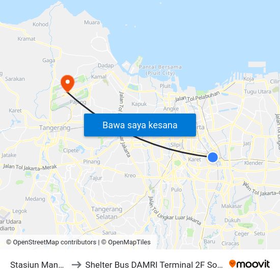 Stasiun Manggarai ke Shelter Bus DAMRI Terminal 2F Soetta Airport ...