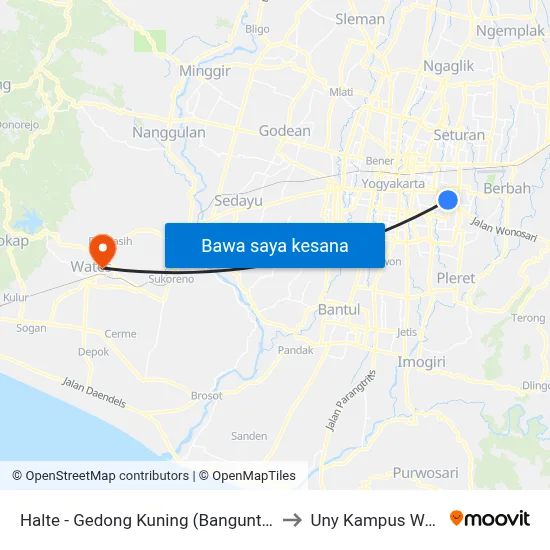 Halte - Gedong Kuning (Banguntapan) ke Uny Kampus Wates dengan ...