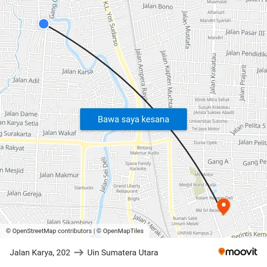 Jalan Karya, 202 ke Uin Sumatera Utara dengan transportasi umum