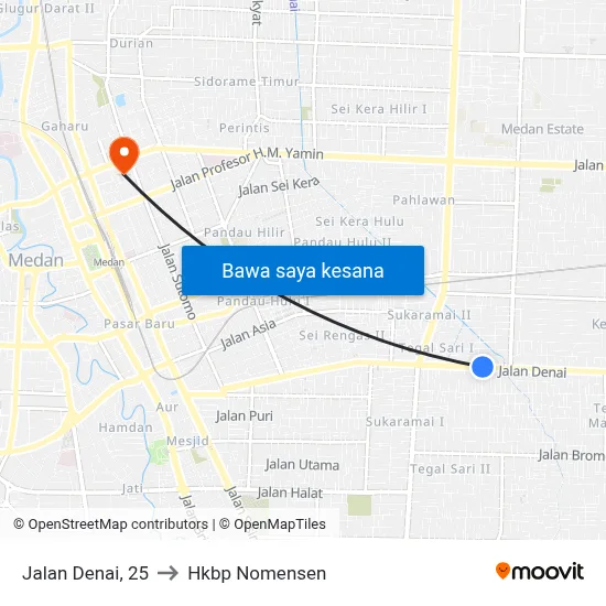 Jalan Denai, 25 ke Hkbp Nomensen dengan transportasi umum