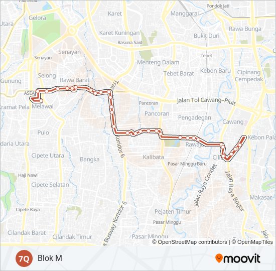 Rute 7q: Jadwal, Pemberhentian & Peta - Blok M (Diperbarui)