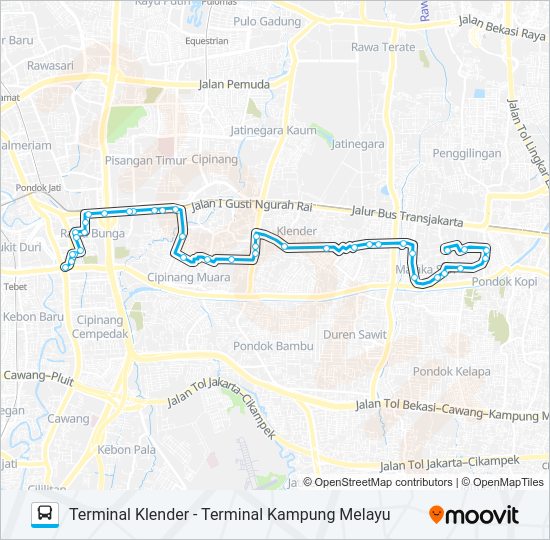 Rute jak106: Jadwal, Pemberhentian & Peta - Terminal Kampung Melayu ...