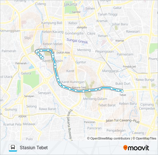 Rute jak48a: Jadwal, Pemberhentian & Peta - Stasiun Tebet (Diperbarui)