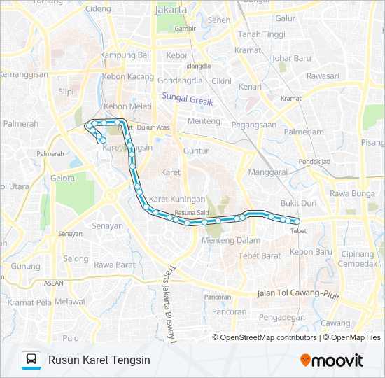 Rute jak48a: Jadwal, Pemberhentian & Peta - Rusun Karet Tengsin ...