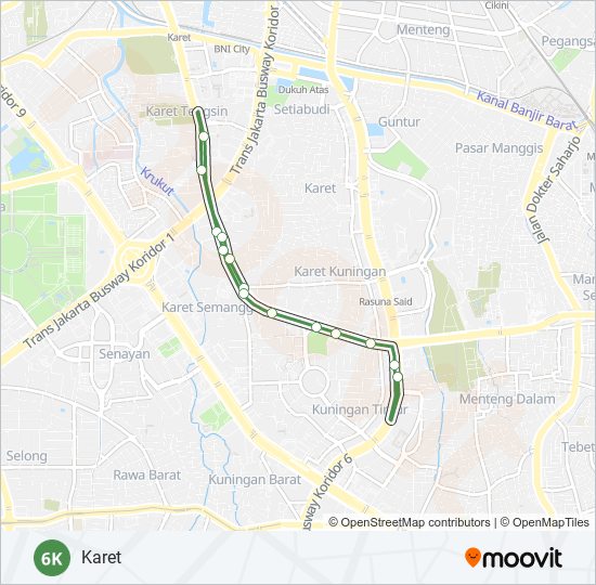 Rute 6k: Jadwal, Pemberhentian & Peta - Karet (Diperbarui)