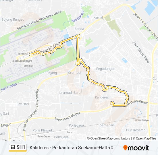 Rute SH1: Jadwal, Pemberhentian & Peta - Soekarno-Hatta (Diperbarui)