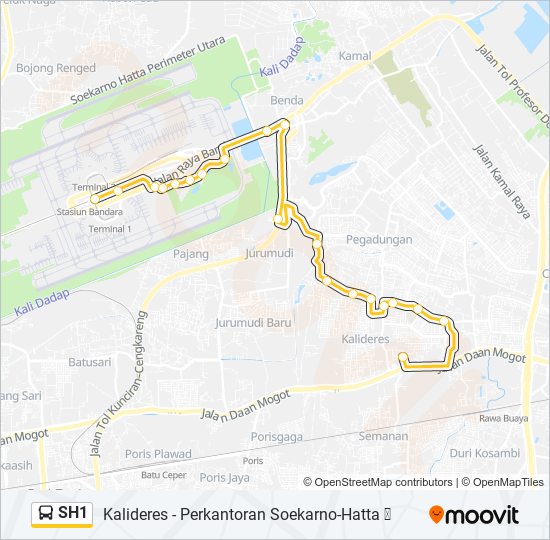 Rute sh1: Jadwal, Pemberhentian & Peta - Soekarno-Hatta (Diperbarui)