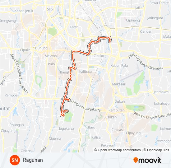Rute 5n: Jadwal, Pemberhentian & Peta - Ragunan (Diperbarui)