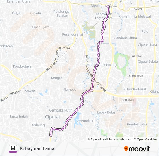 Rute D01 CIPUTAT KEBAYORAN LAMA: Jadwal, Pemberhentian & Peta - Kebayoran Lama (Diperbarui)