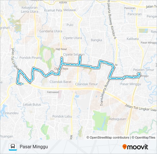 Rute JAK95: Jadwal, Pemberhentian & Peta - Pasar Minggu (Diperbarui)