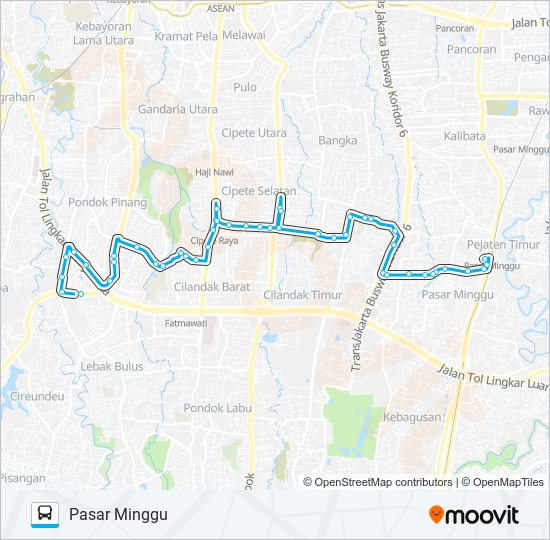 Rute jak95: Jadwal, Pemberhentian & Peta - Pasar Minggu (Diperbarui)