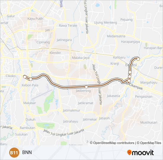 Rute b11: Jadwal, Pemberhentian & Peta - BNN (Diperbarui)