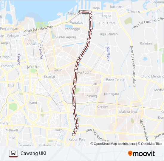 Rute 10: Jadwal, Pemberhentian & Peta - Cawang UKI (Diperbarui)