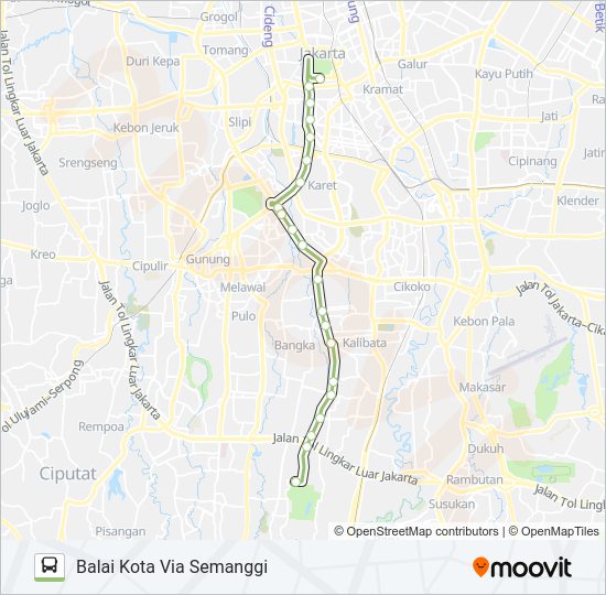 Rute 6B: Jadwal, Pemberhentian & Peta - Balai Kota Via Semanggi (Diperbarui)