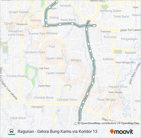 Rute 6v: Jadwal, Pemberhentian & Peta - Gelora Bung Karno Via Koridor ...