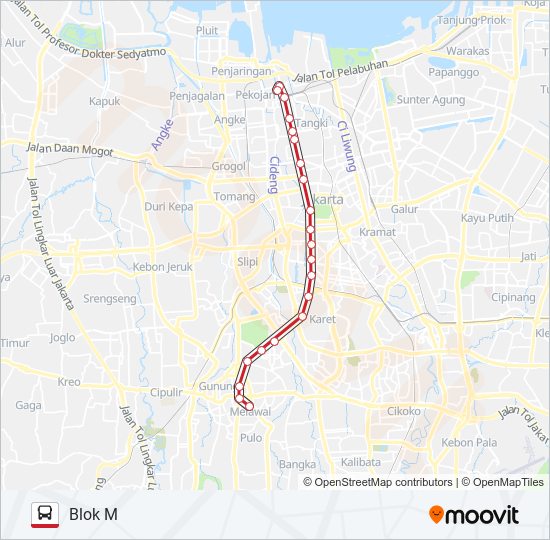 Rute m1: Jadwal, Pemberhentian & Peta - Blok M (Diperbarui)