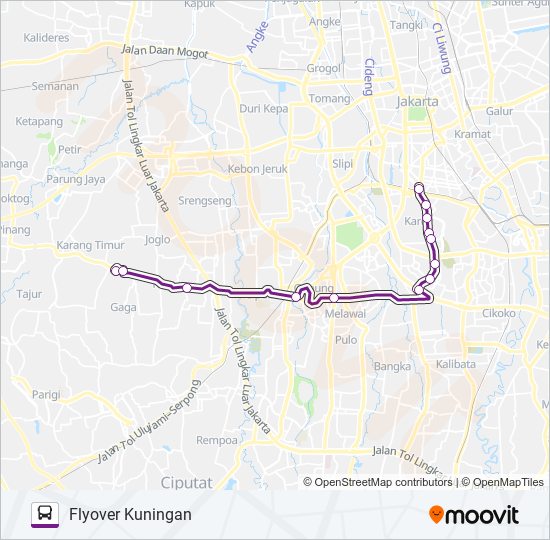 Rute l13e: Jadwal, Pemberhentian & Peta - Flyover Kuningan (Diperbarui)