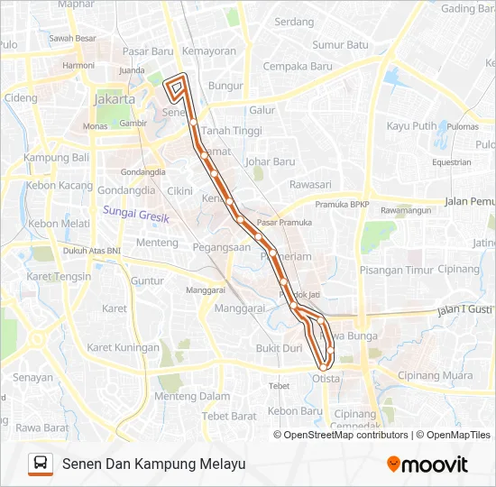 Rute 5: Jadwal, Pemberhentian & Peta - Senen Dan Kampung Melayu ...